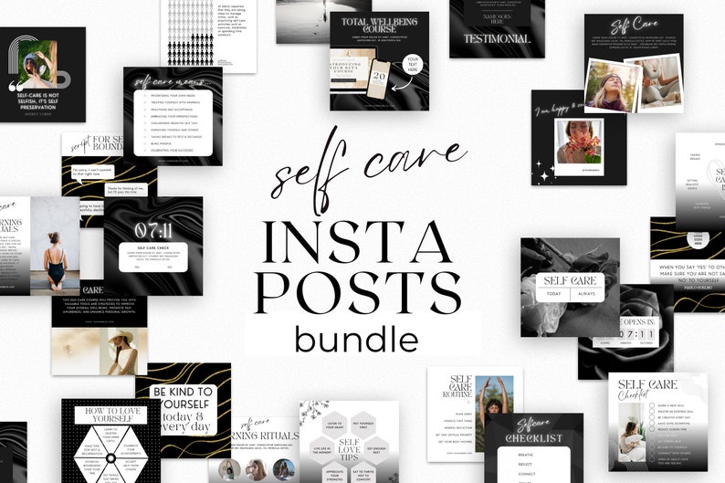 Self Care Insta Posts Canva Template for Coaches Course - Etsy