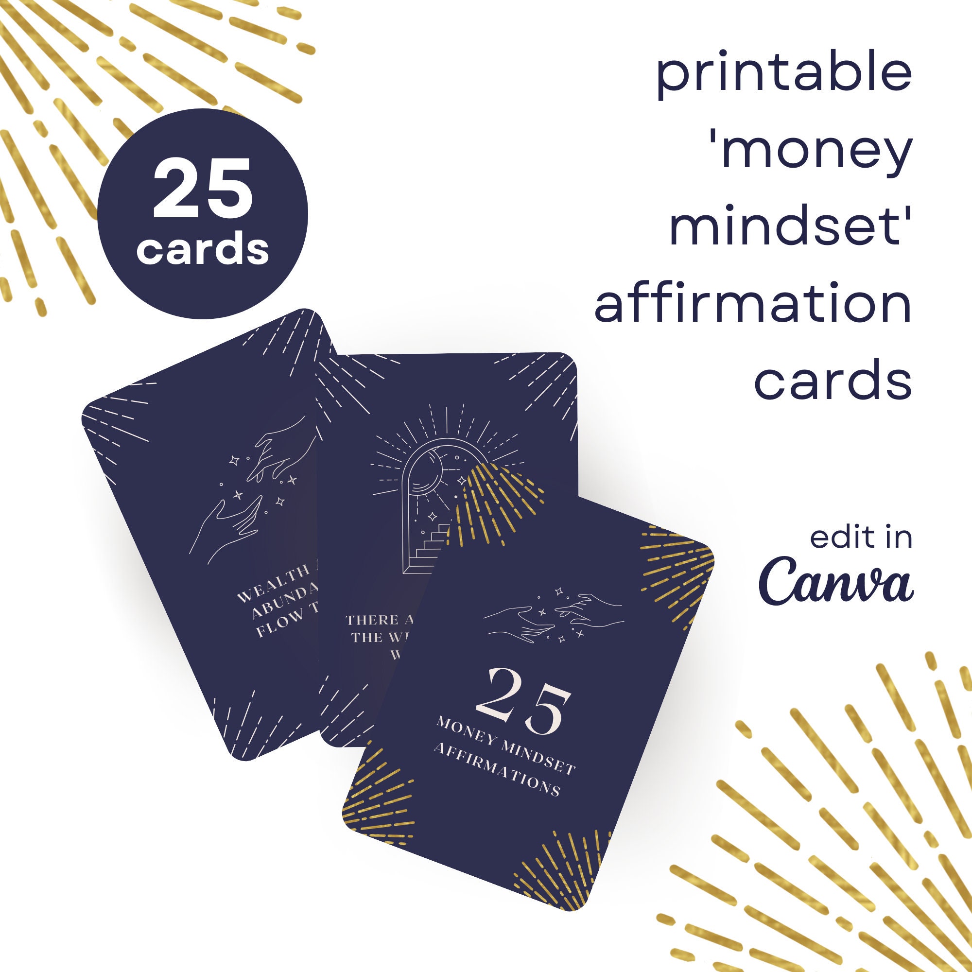 Affirmation Cards Printable Money Mindset, Lead Magnet, Canva Template ...