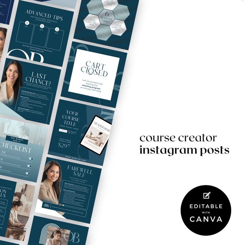 Insta Posts for Course Creators Canva Template Digital Entrepreneur ...
