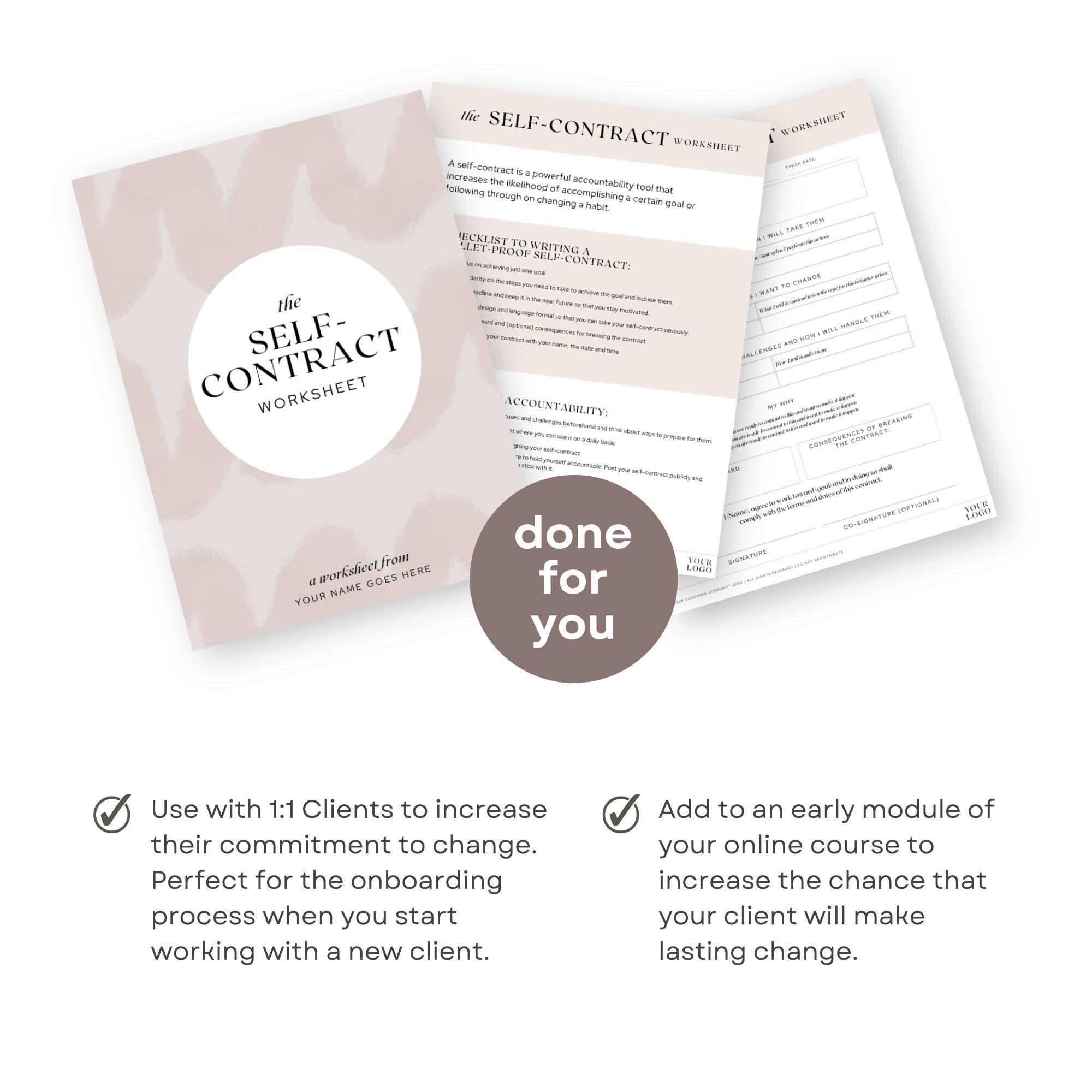 Self Contract Worksheet Template, Freebie, Lead Magnet, Canva Template DIGITAL Download US ...