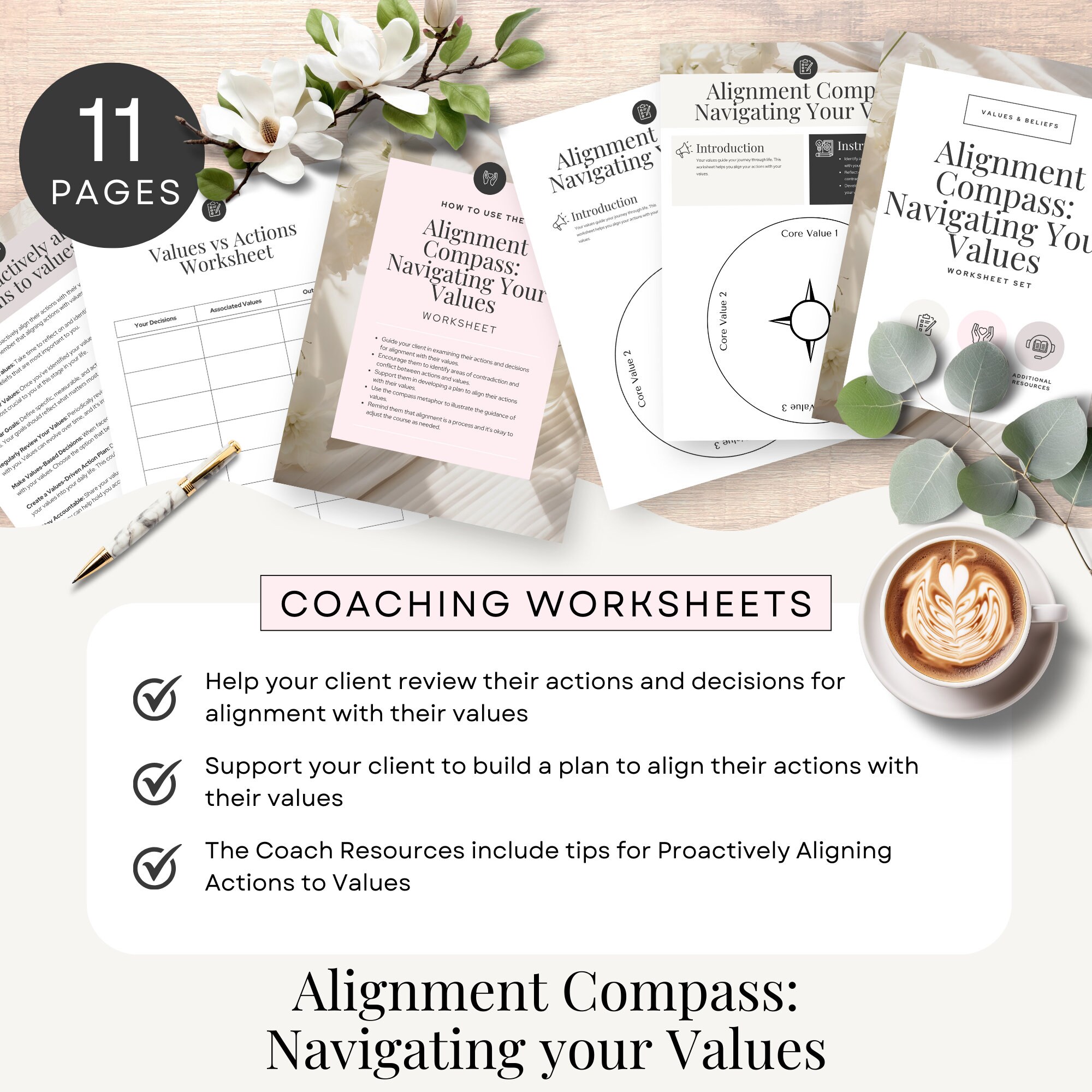 Navigating Values Worksheet, Aligned Decision Making, Canva Template ...