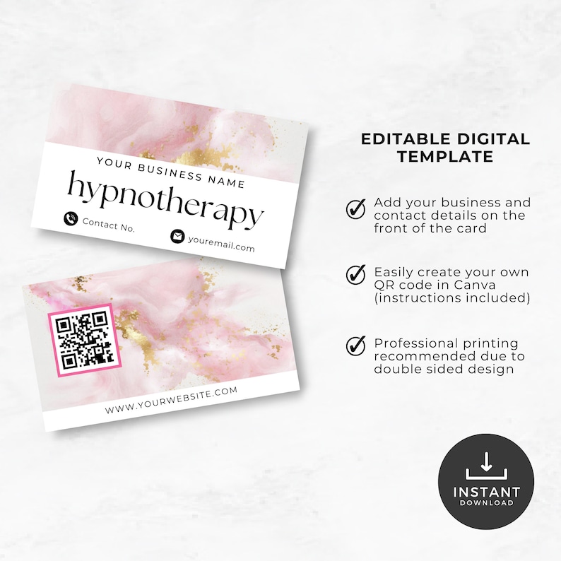 Hypnotherapy Business Card With QR Code Hypnotherapist Business Basics ...
