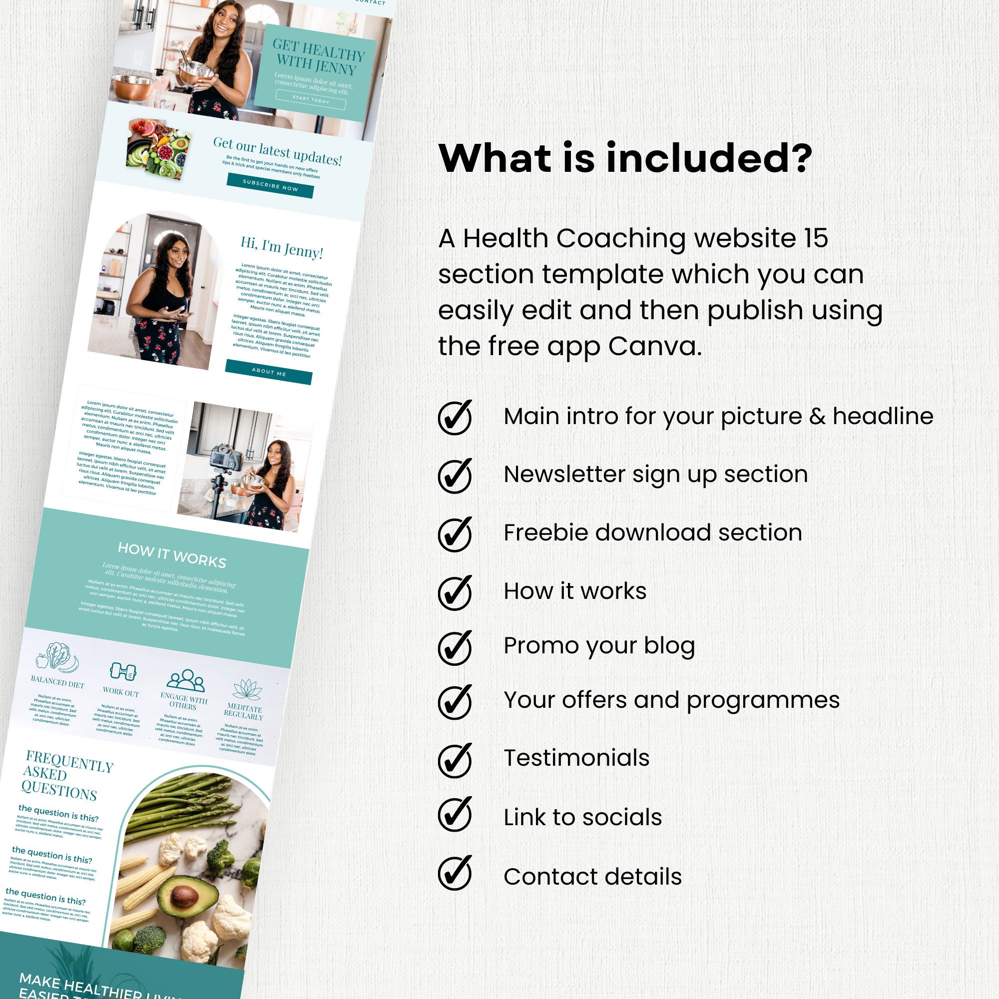 Health Coach Canva Website Template, Coaching Landing Page, Wellness ...