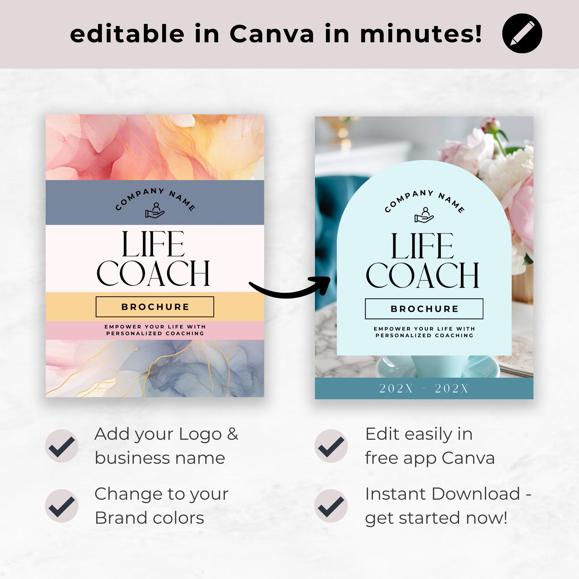 Editable Life Coach Brochure Template Promo Packet for New Clients ...