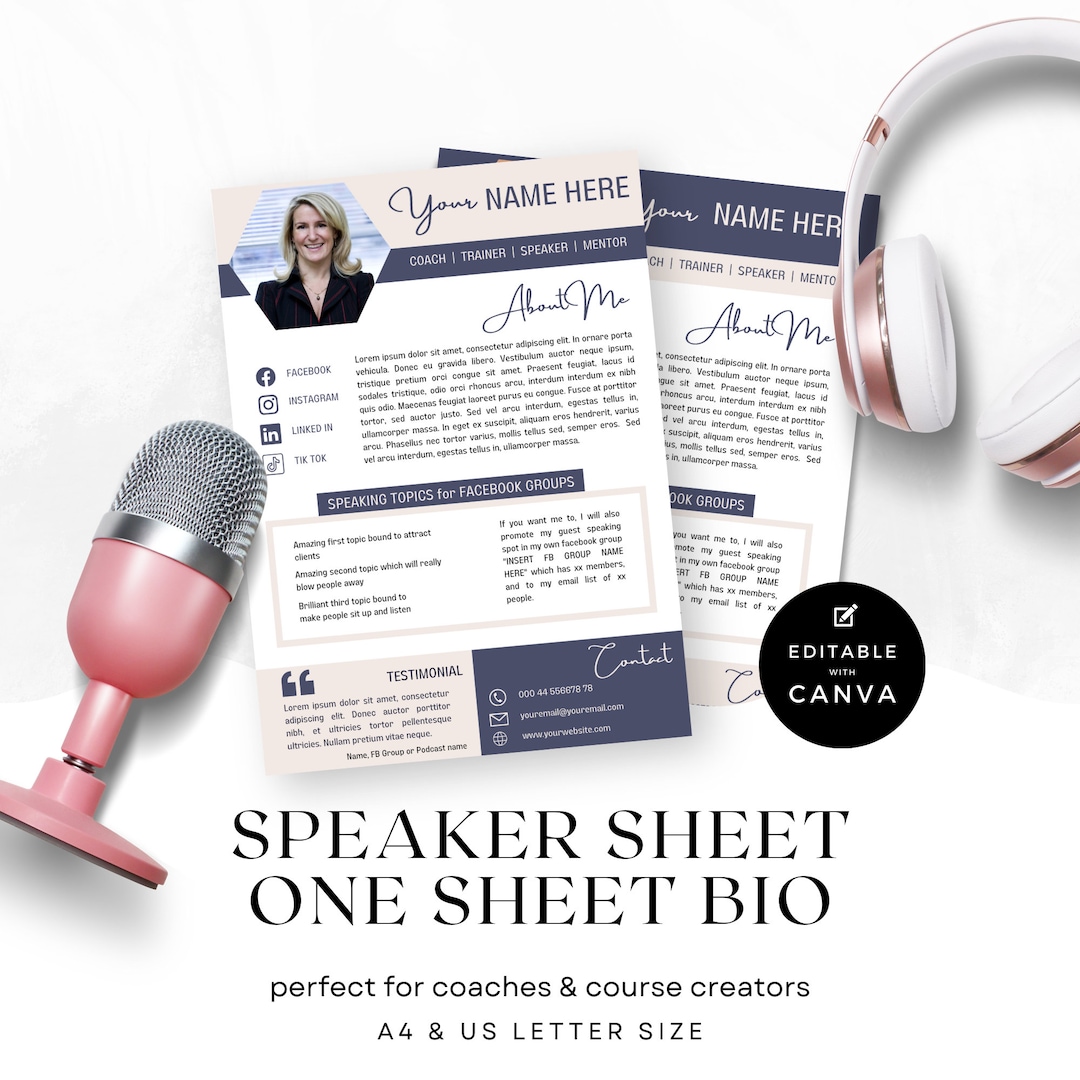 Speaker Sheet, One Sheet Bio, Coach Profile, Facebook Group Speaker ...