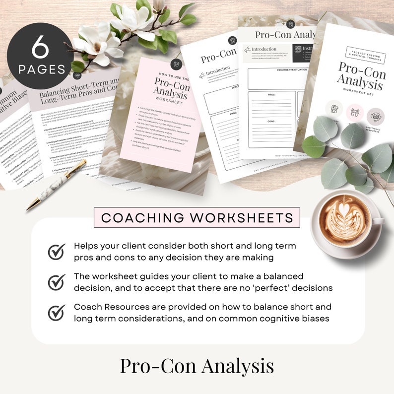 Pros and Cons Analysis Worksheet Canva Template Coaching - Etsy