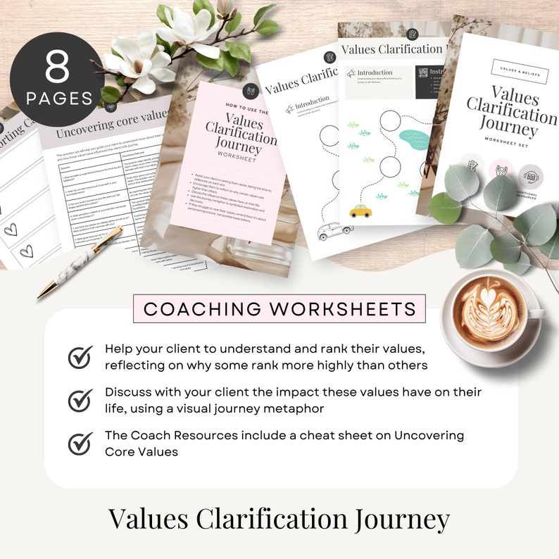 Values Clarification Coaching Worksheet, Canva Template, Self ...