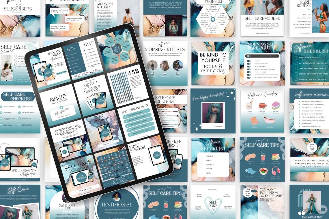 Self Care Insta Posts Canva Template for Coaches Course Creators ...
