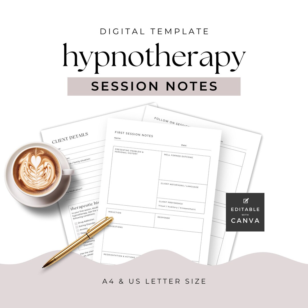 Hypnotherapy Session Notes Templates Therapist Resources & Tools PDF ...