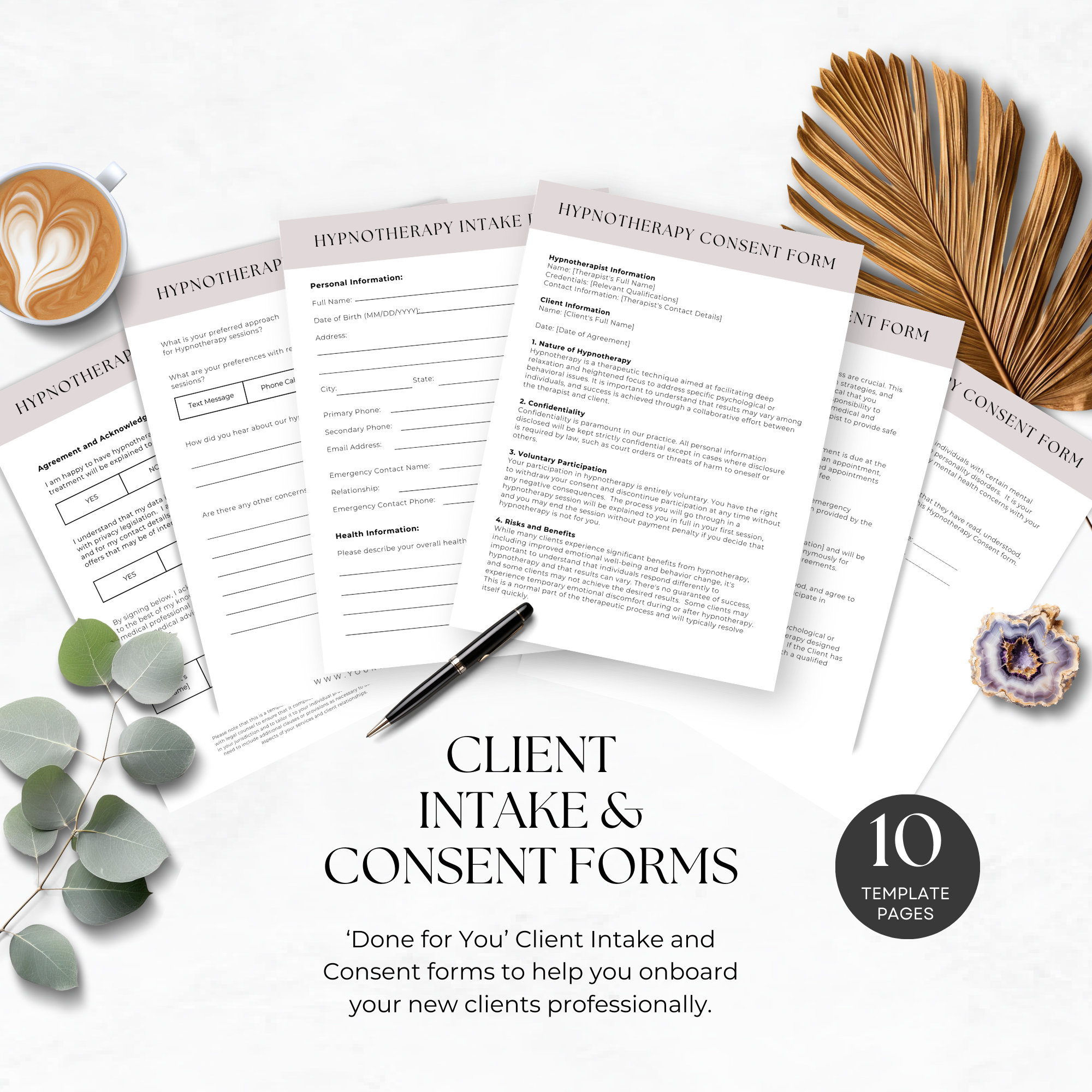 Hypnotherapy New Client Bundle, Onboarding Packet for Hypnotherapists ...