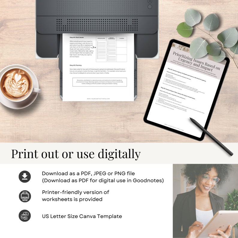Prioritization Worksheet Canva Template, Decision Making, Coaching Life ...