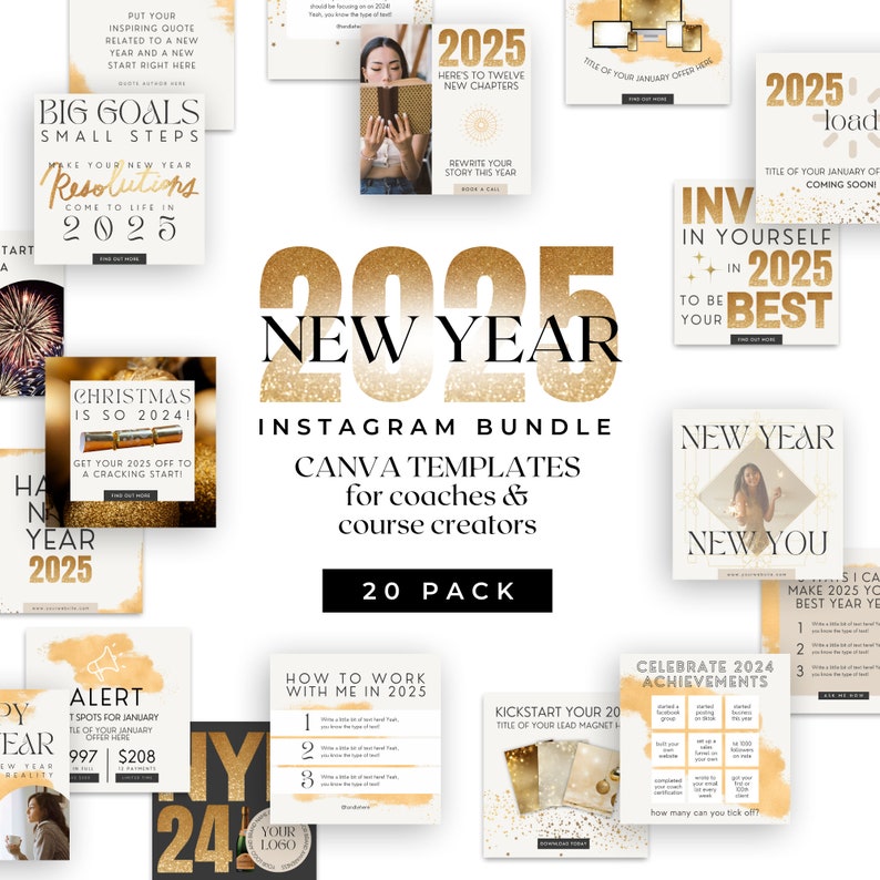 New Year 2025 Insta Post Templates January Social Media for Coaches and ...