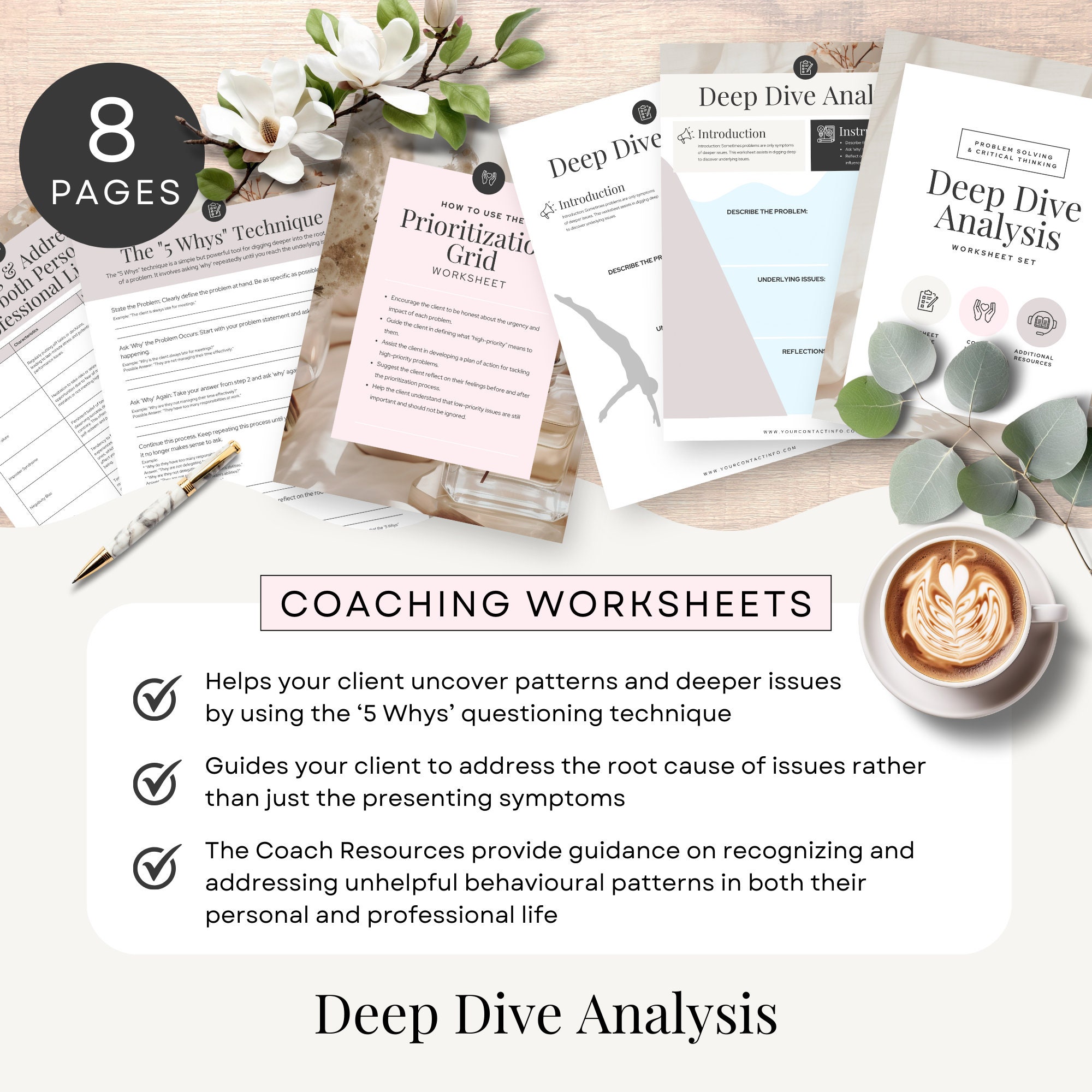 Deep Dive Analysis Worksheet Canva Template, Five Whys Technique ...
