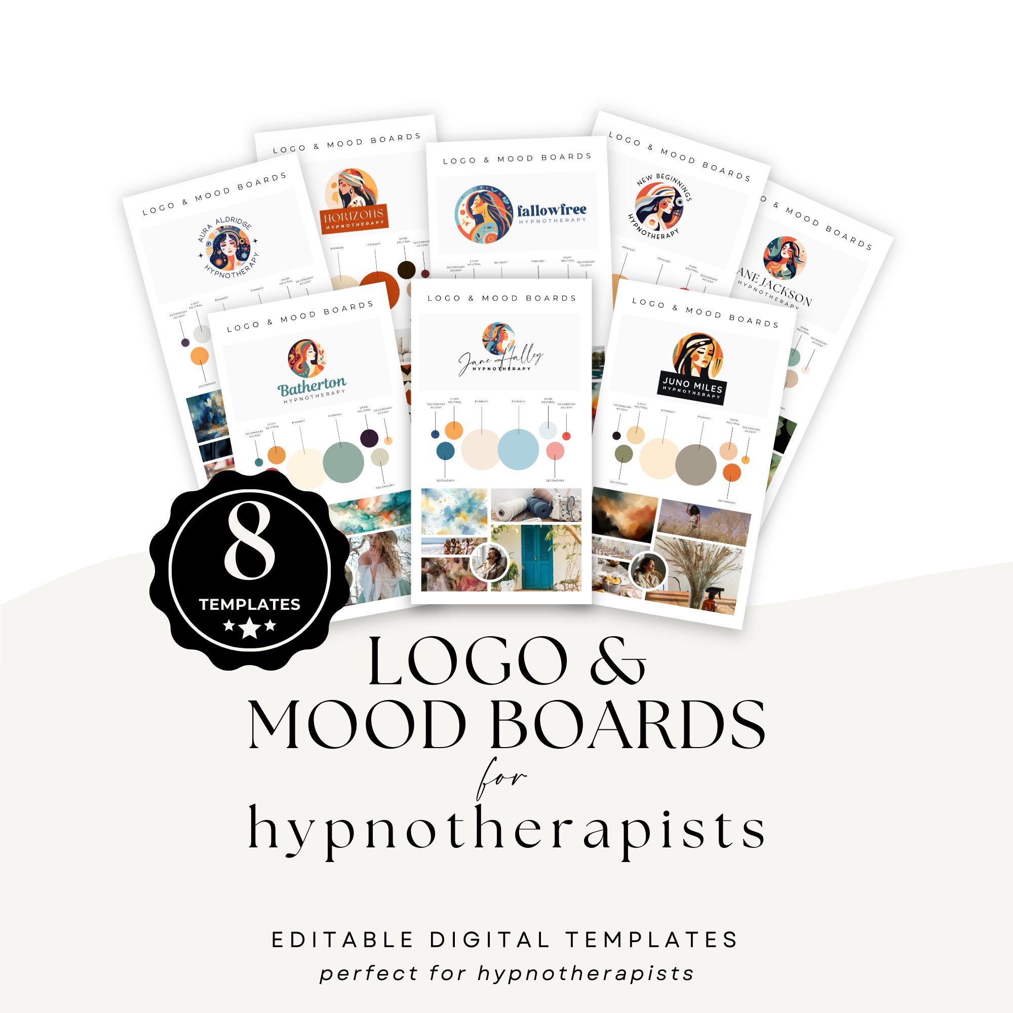 Hypnotherapy Logo Mood Board Canva Template, DIY Branding for ...
