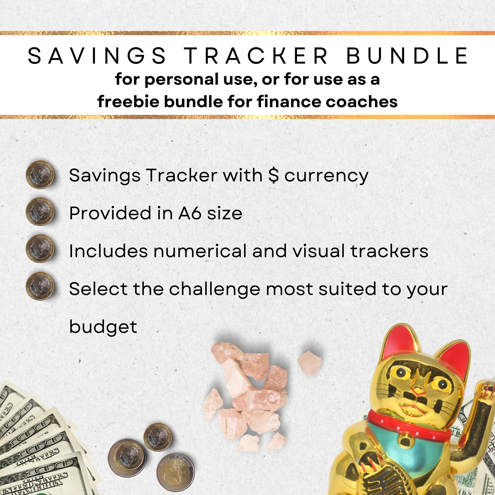 Savings Tracker Bundle Printable, Budget Planner Challenge, Dollar ...
