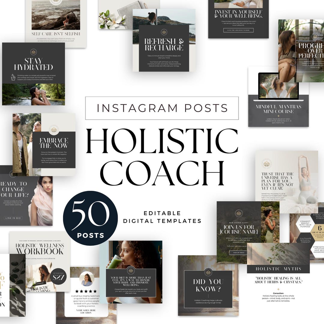 Holistic Coach Canva Instagram Wellbeing Coach Social Media Template ...