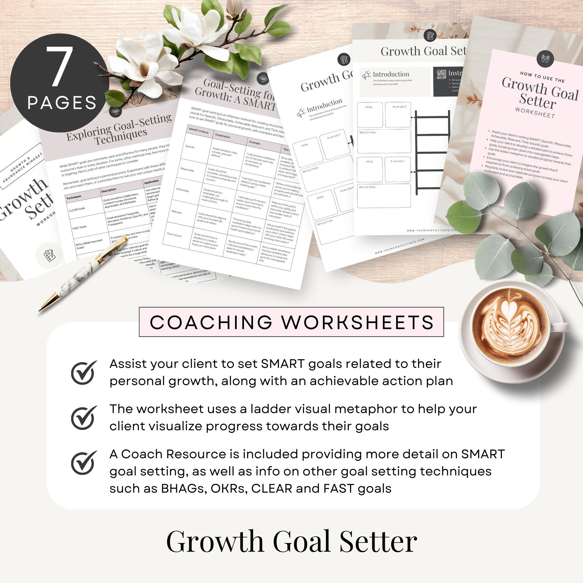 Growth Goal Worksheet Canva Template Goal Setting Mindset - Etsy