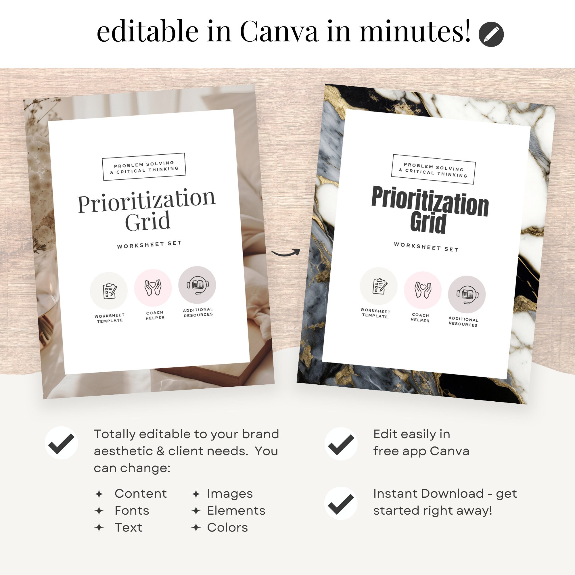 Prioritization Worksheet Canva Template, Decision Making, Coaching Life ...
