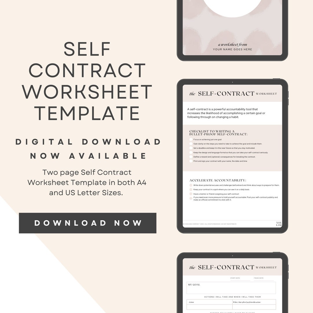 Self Contract Worksheet Template, Freebie, Lead Magnet, Canva Template ...