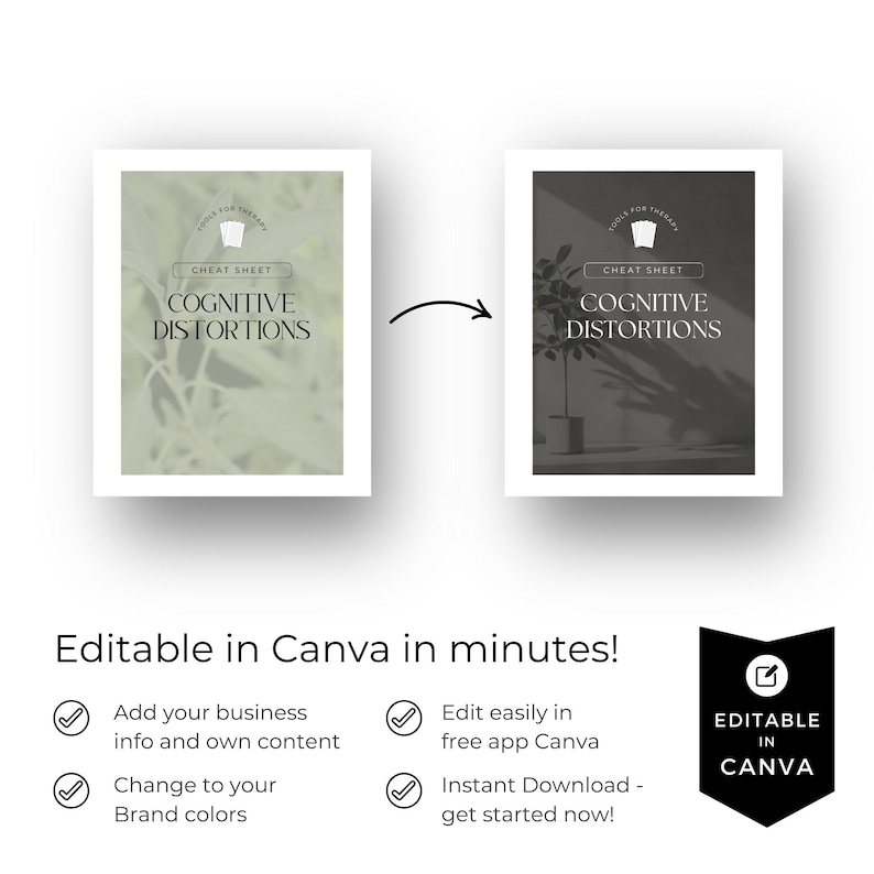 Cognitive Distortions Guide Cheat Sheet Canva Template Unhelpful ...
