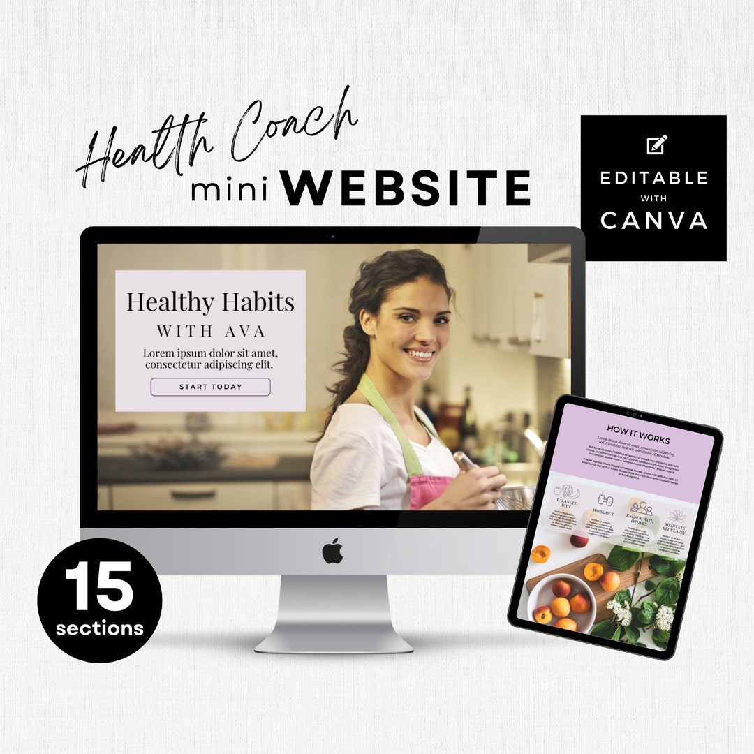 Health Coach Website Template Canva Holistic Coaching Landing Page ...