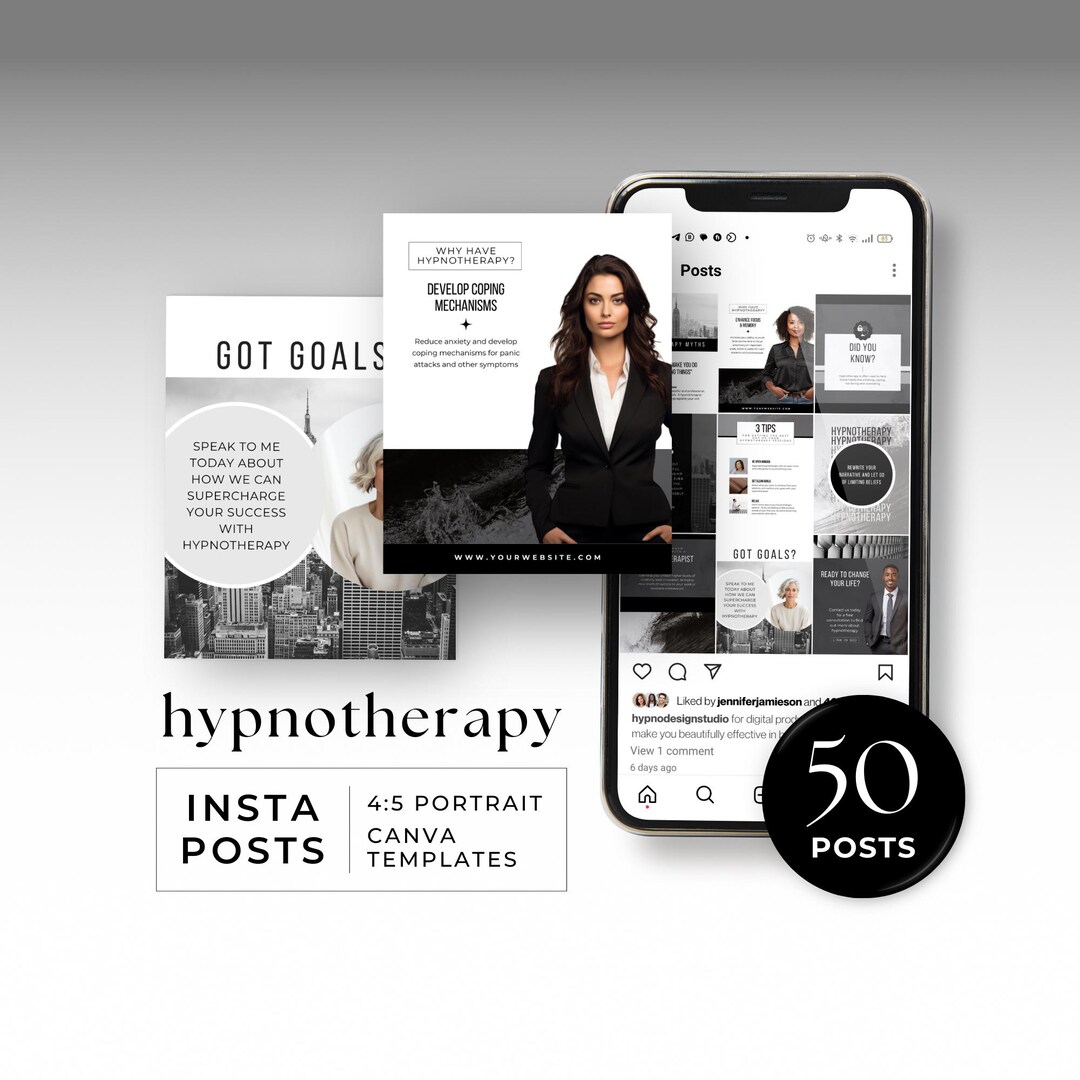 Hypnotherapy Insta Posts Canva Template Hypnotherapist Instagram IG ...