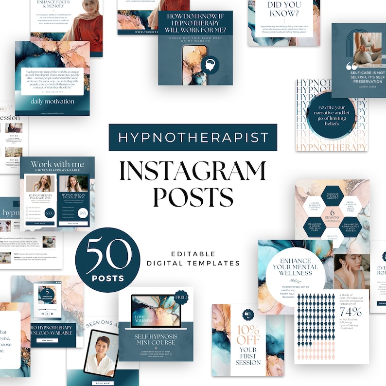 Hypnotherapy Insta Posts Canva Template, Hypnotherapist Instagram IG ...