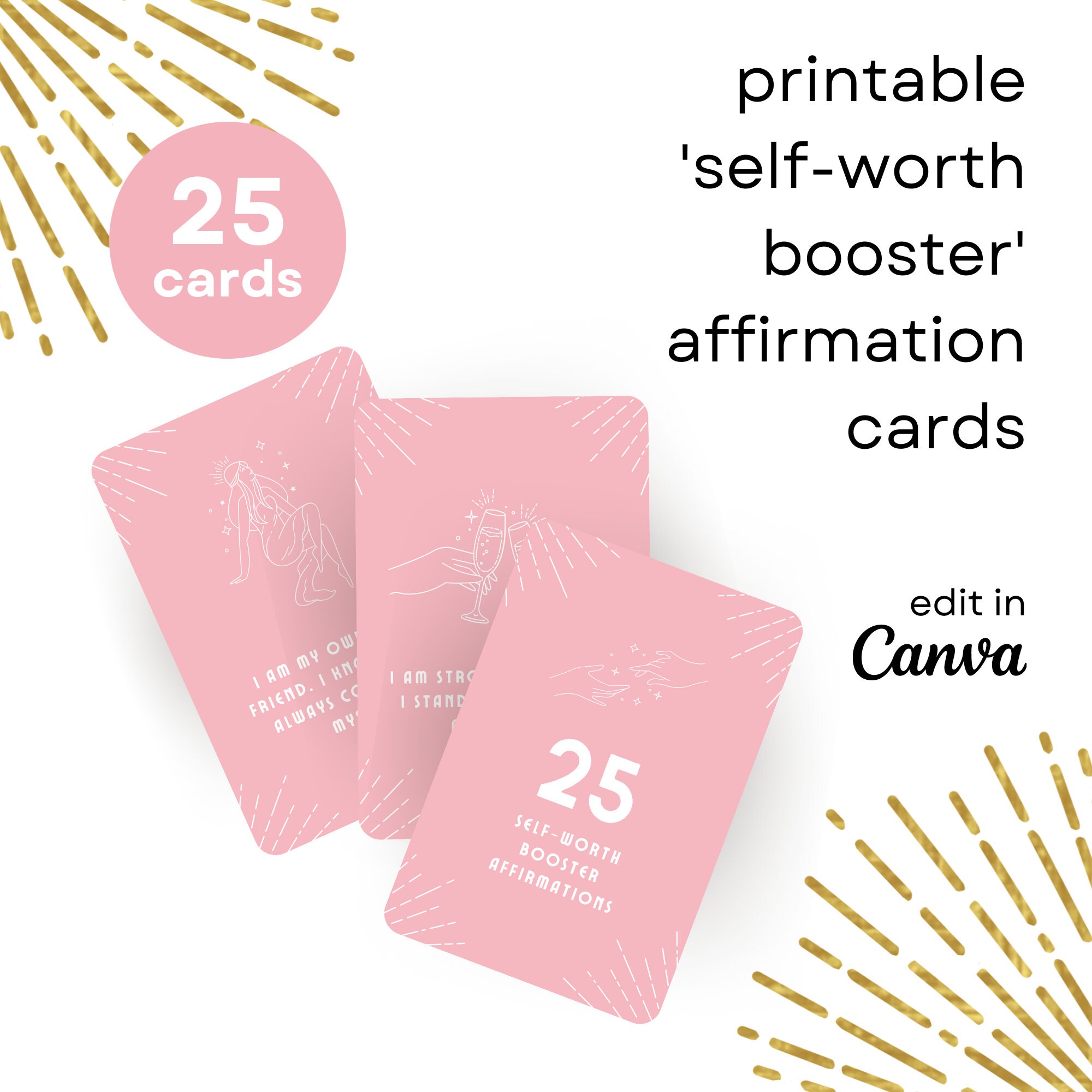 Affirmation Cards Printable Self-worth Booster, Lead Magnet, Canva ...