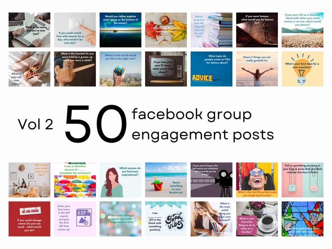 Facebook Group Engagement Posts Vol. 2 INSTANT DOWNLOAD Canva Templates ...