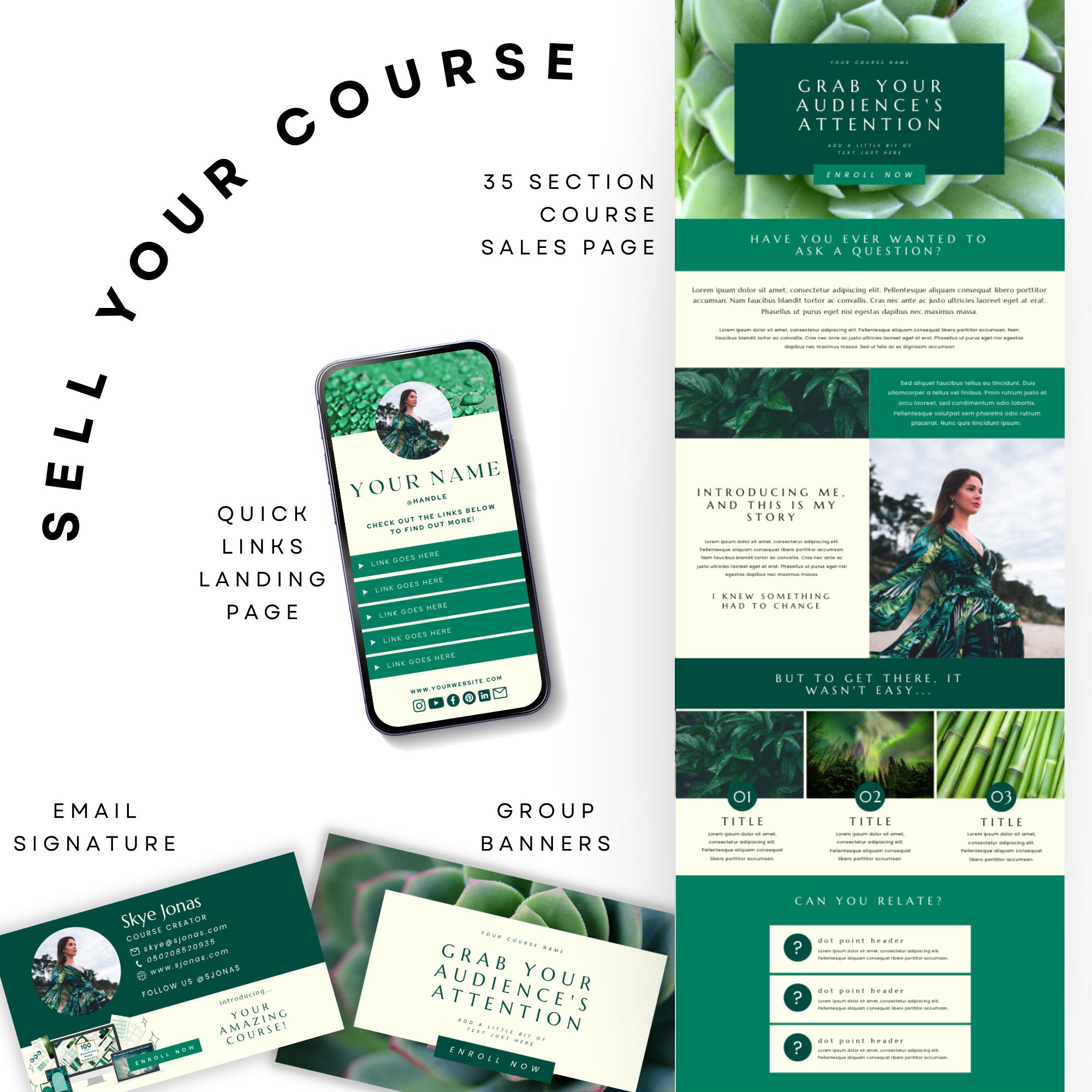 Course Creator Template Bundle, CANVA Templates, Course Toolkit, Sales ...