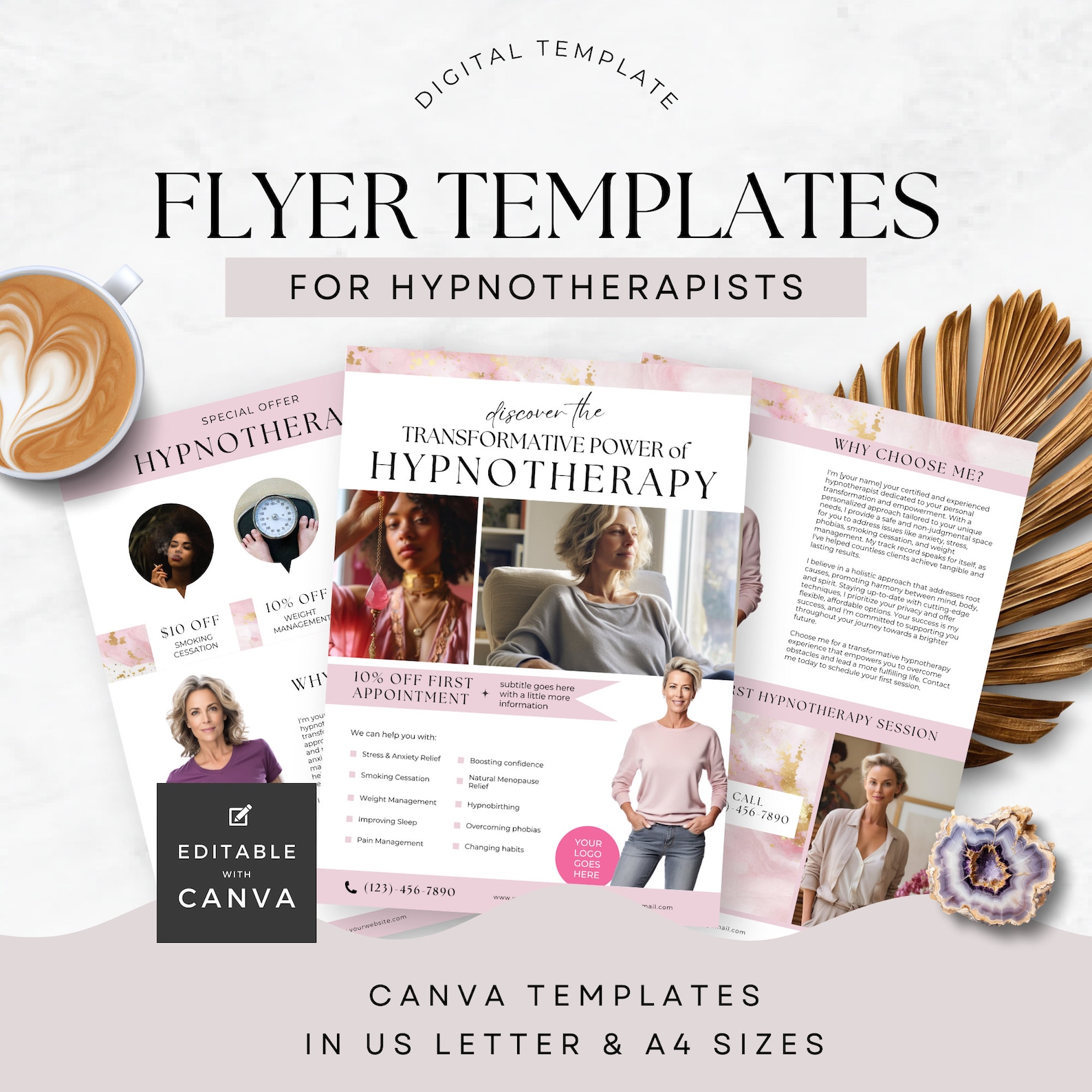 Flyer for Hypnotherapy, Canva Template, Hypnotherapist One Page Advert ...