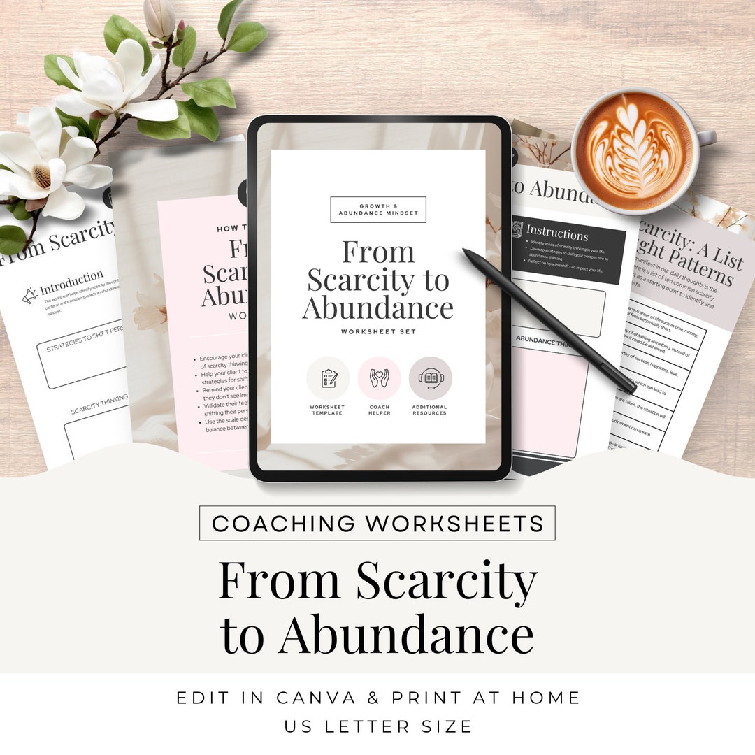 Scarcity to Abundance Worksheet Canva Template, Coaching Mental Health ...