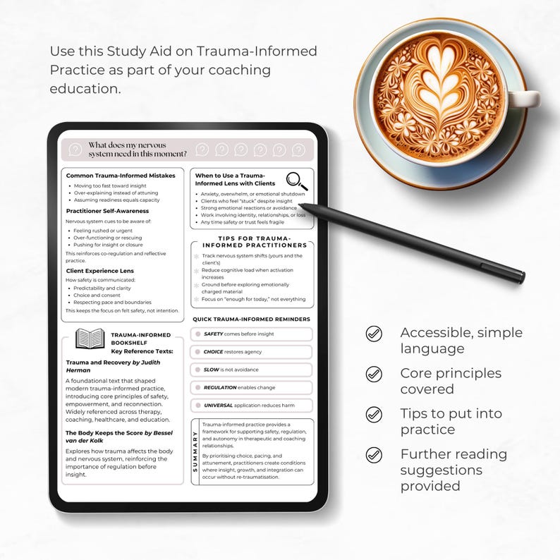 Trauma Informed Practice Cheat Sheet for Coaches and Therapists Window ...