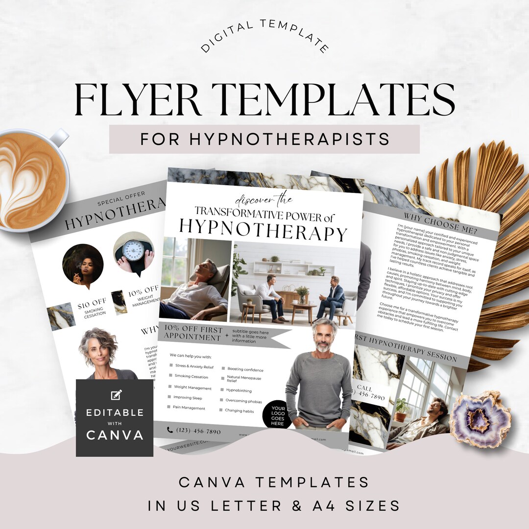 Hypnotherapy Flyer Printable, Canva Template, Hypnotherapy Marketing ...