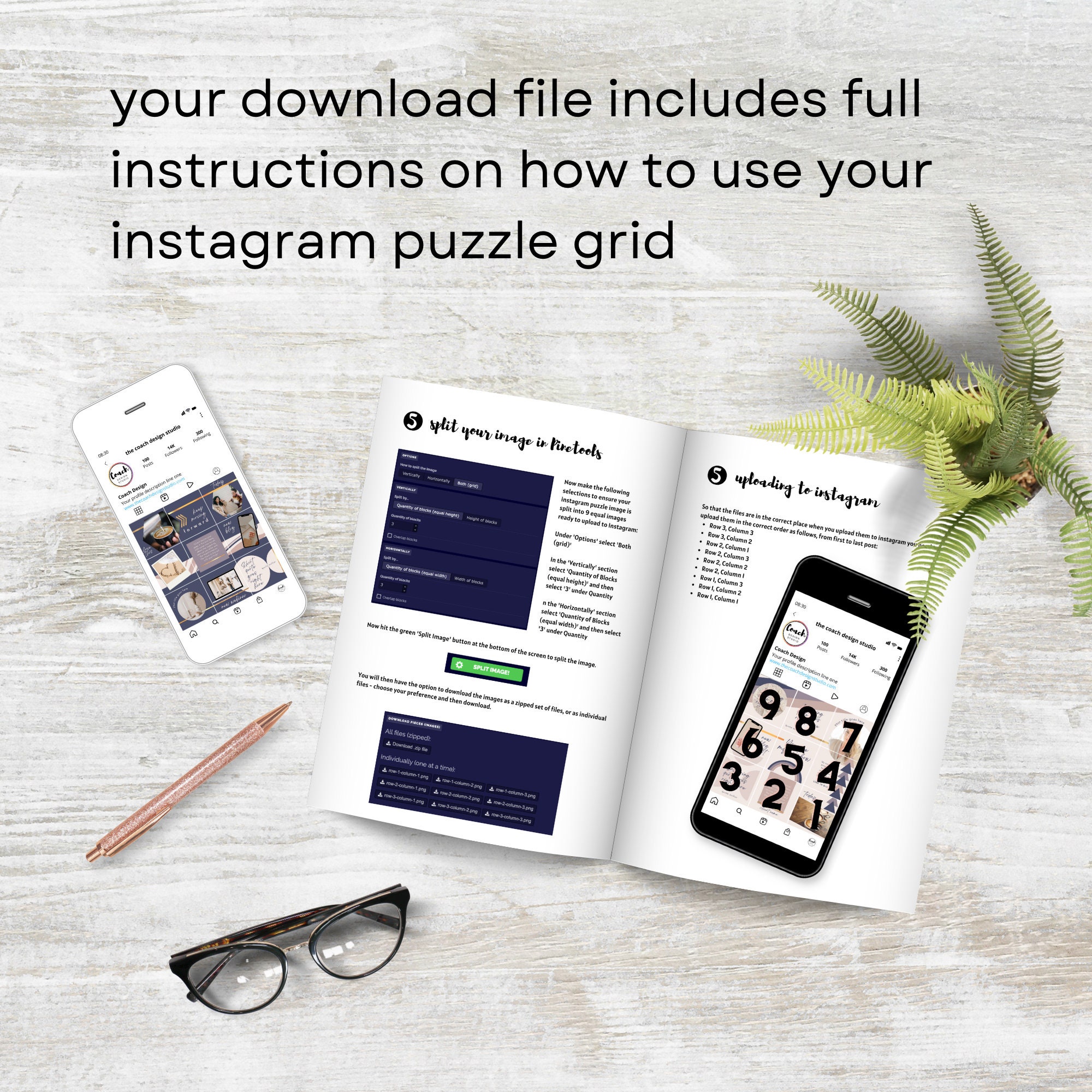 Instagram Puzzle Grid Template Canva for Coaches, Grid Layout, DIGITAL ...