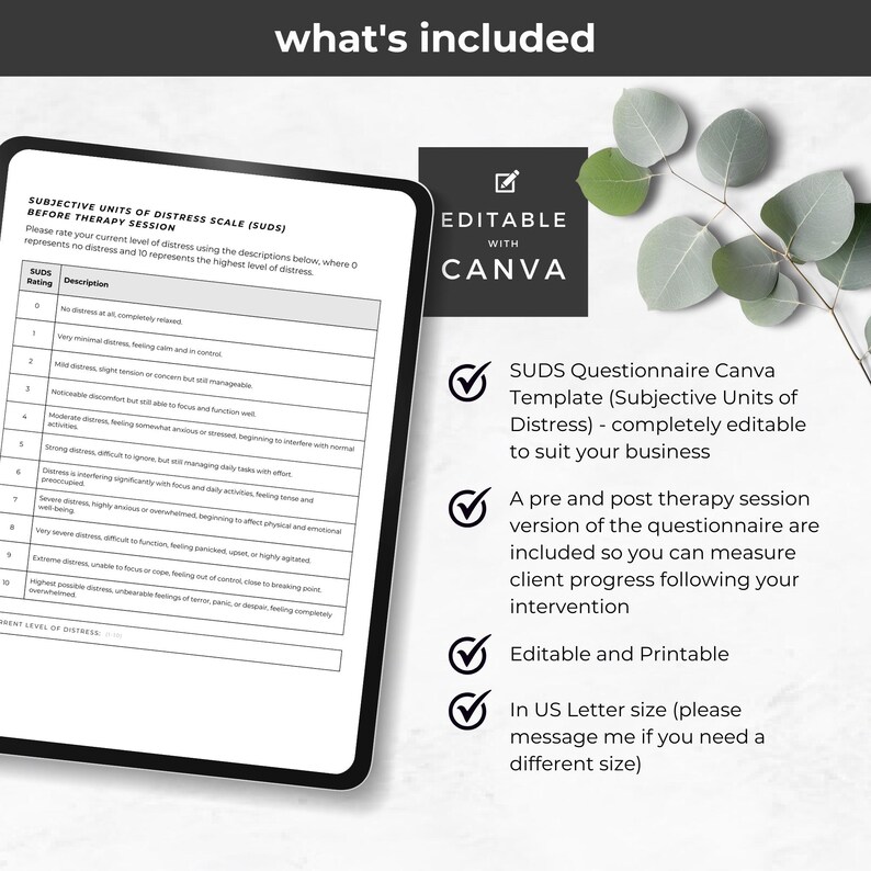 Therapist SUDS Form Subjective Units of Distress Therapy Client Intake ...