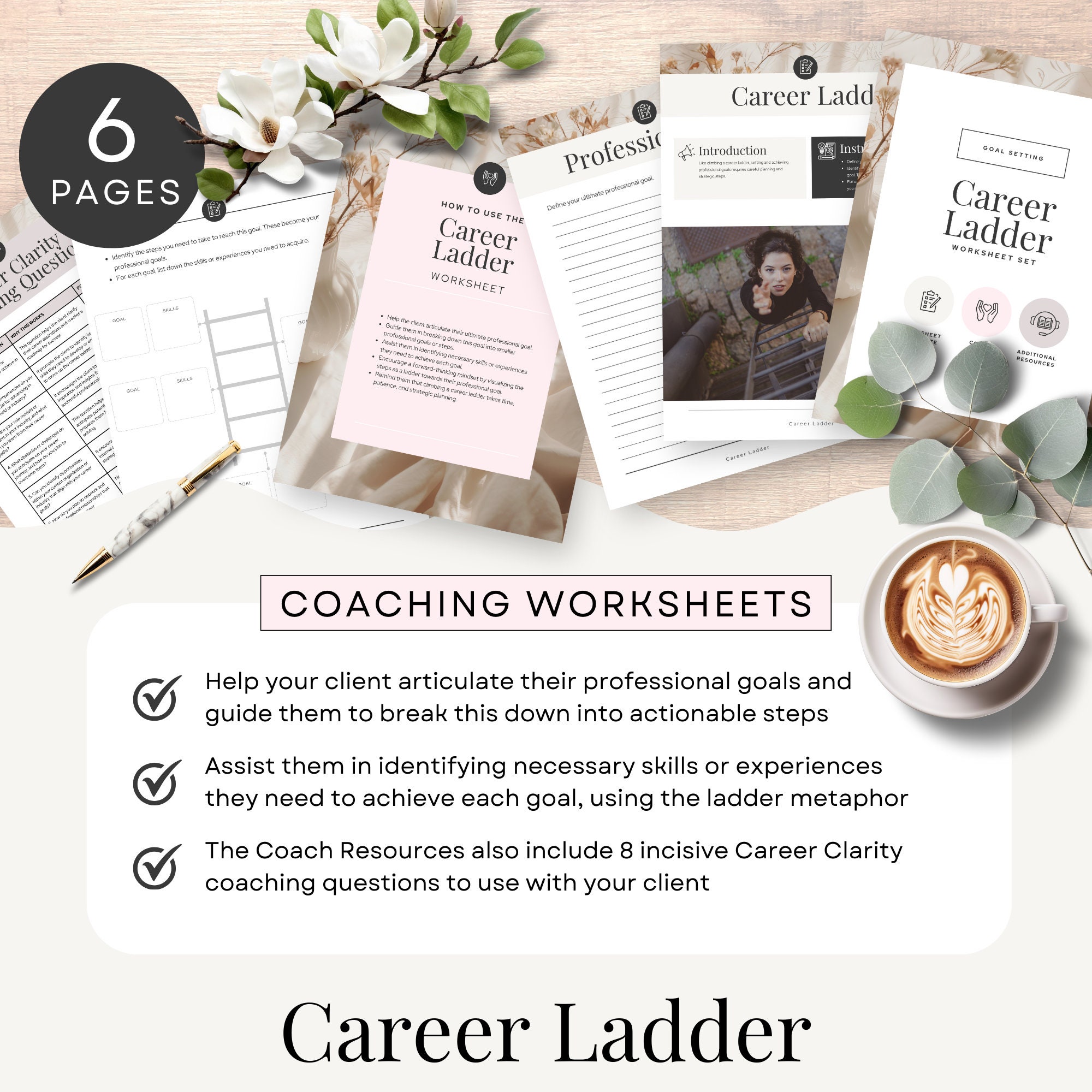 Career Development Worksheet, Canva Template, Professional Advancement ...