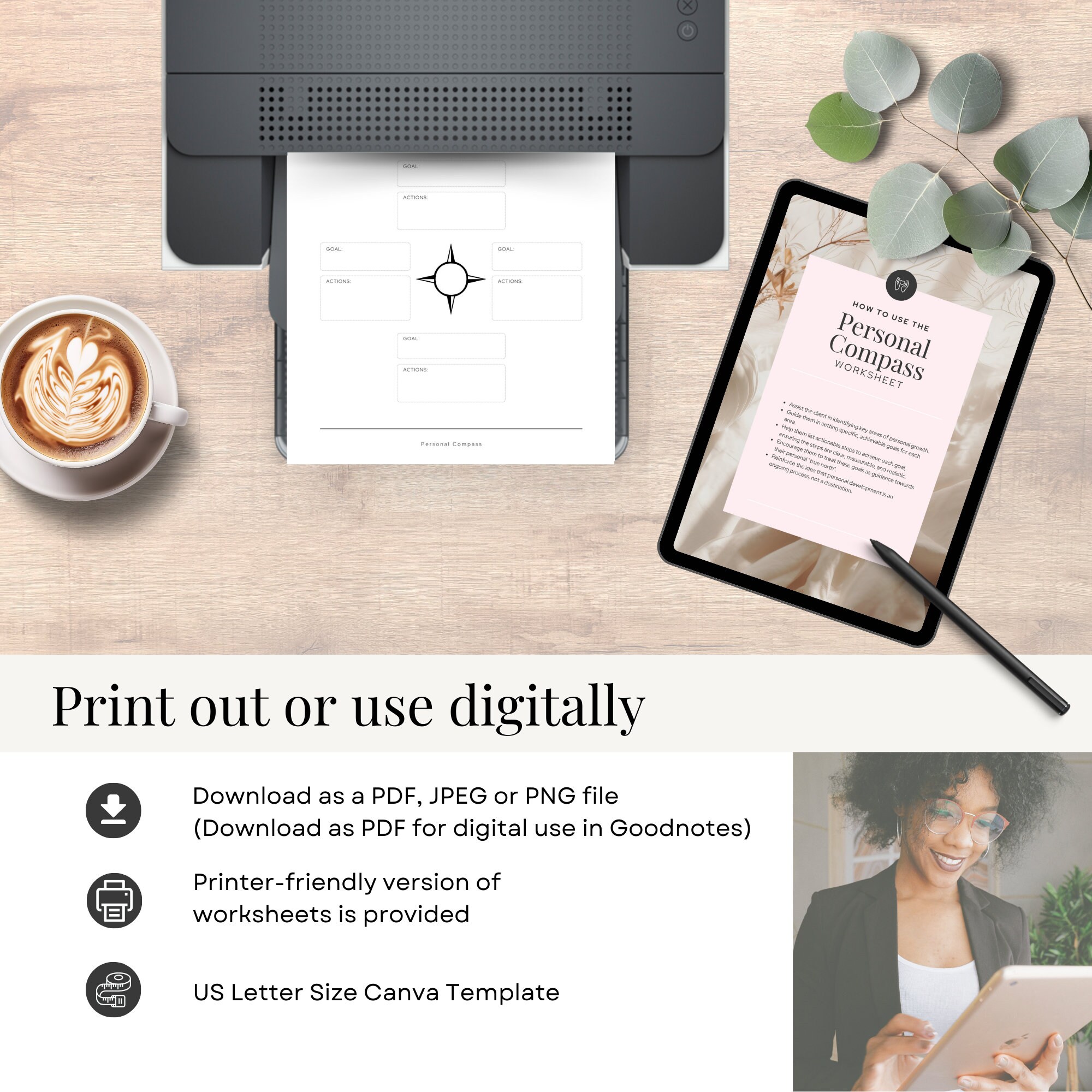 True North Goal Setting Worksheet, Canva Template, Growth Mindset, Self ...