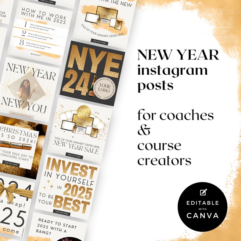 New Year 2025 Insta Post Templates January Social Media for Coaches and ...
