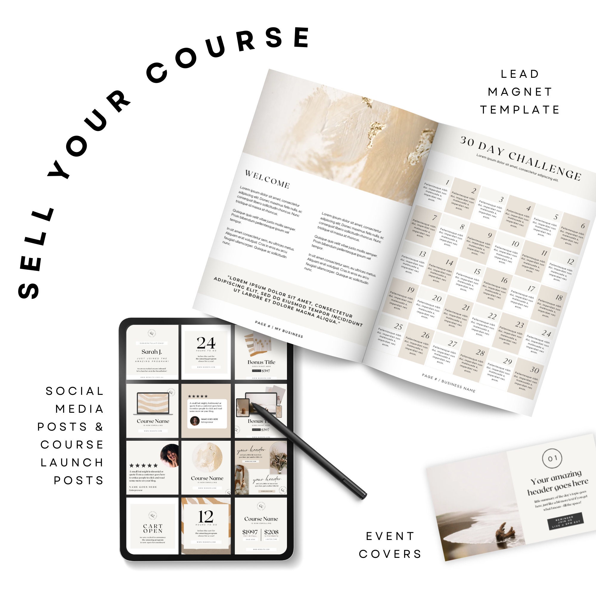 Course Creator Template Bundle, CANVA Templates, Course Toolkit, Sales ...