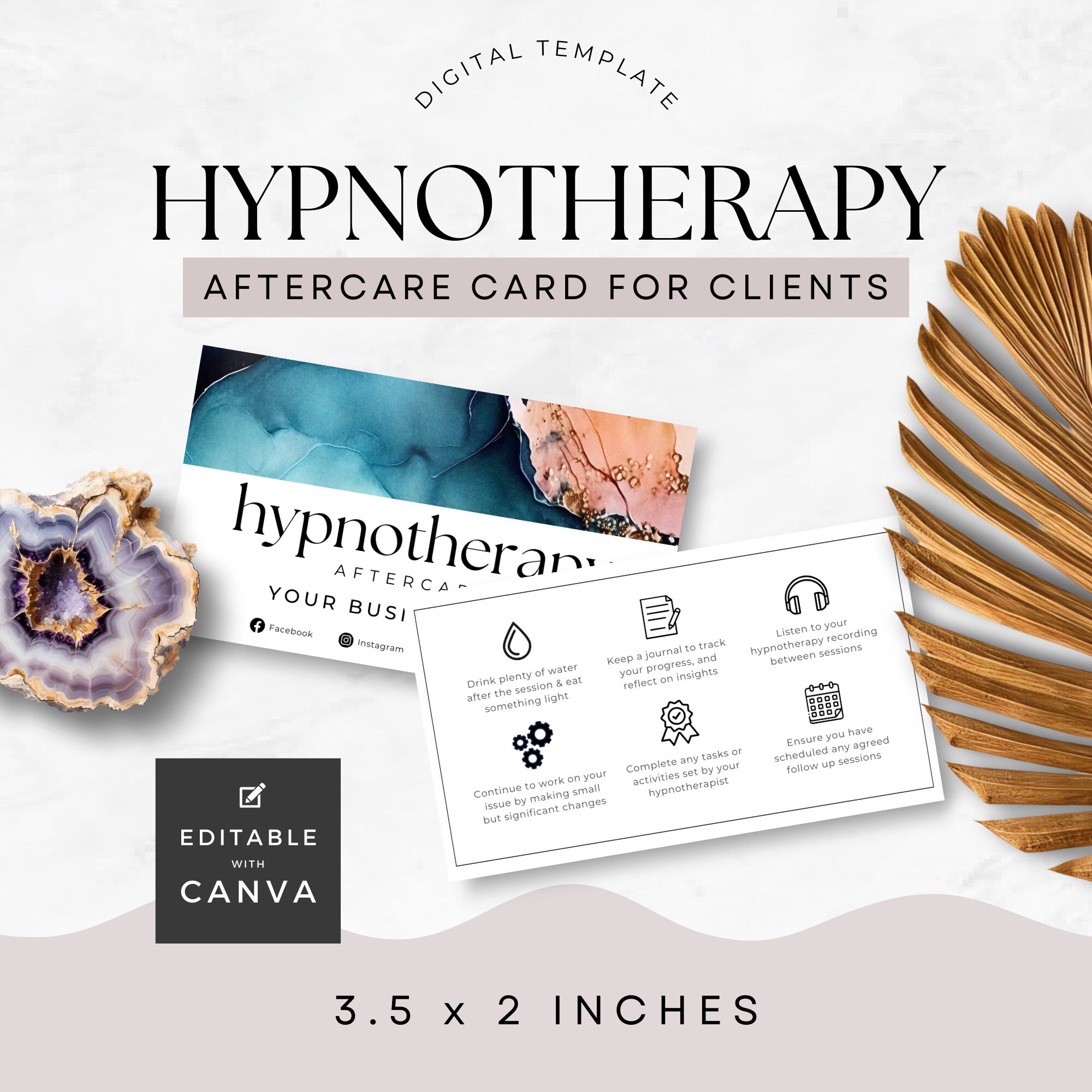 Printable Hypnosis Post Session Card Template, Aftercare Card ...