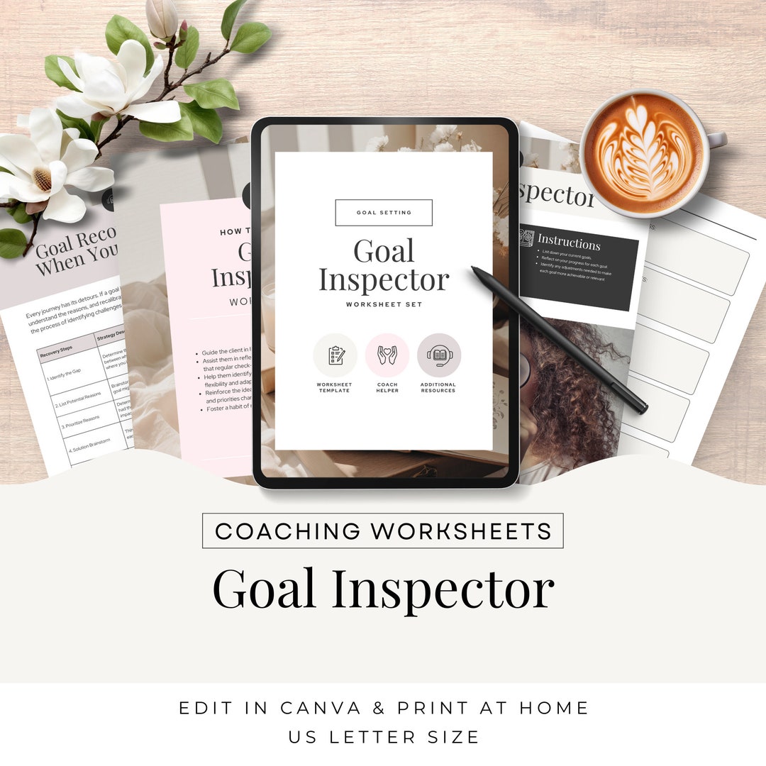 Goal Progress Worksheet, Canva Template, Action Review, Objective ...