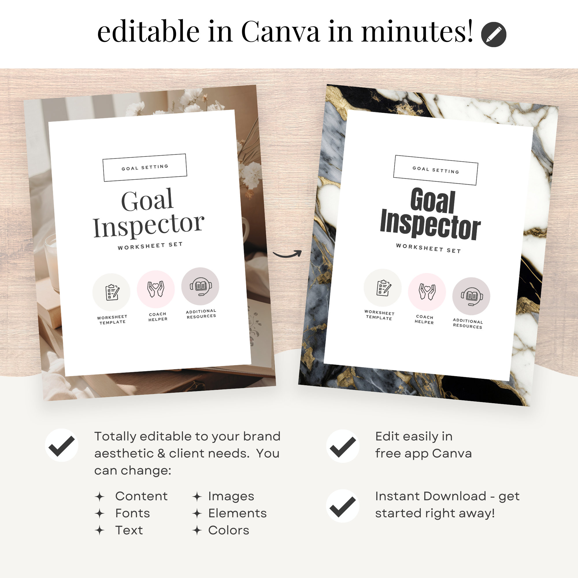 Goal Progress Worksheet, Canva Template, Action Review, Objective ...