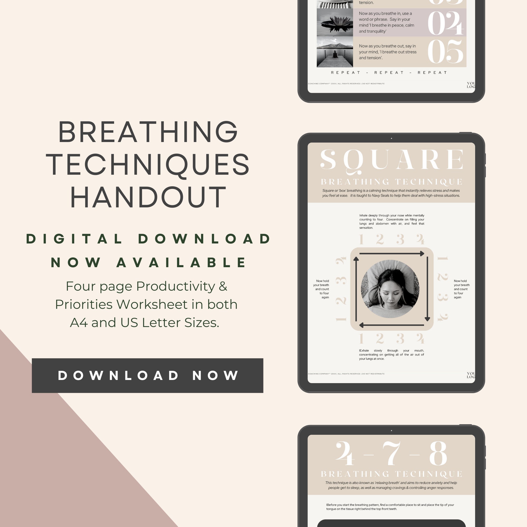 Breathing Exercises Handout, Done for You Freebie, Lead Magnet, Canva ...