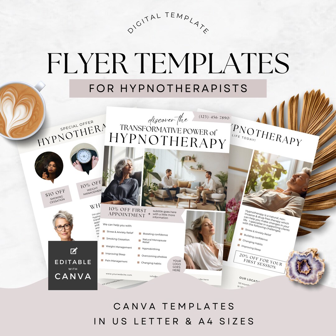 Hypnotherapy Flyer Canva Template, Hypnotherapist Marketing, Hypnosis ...