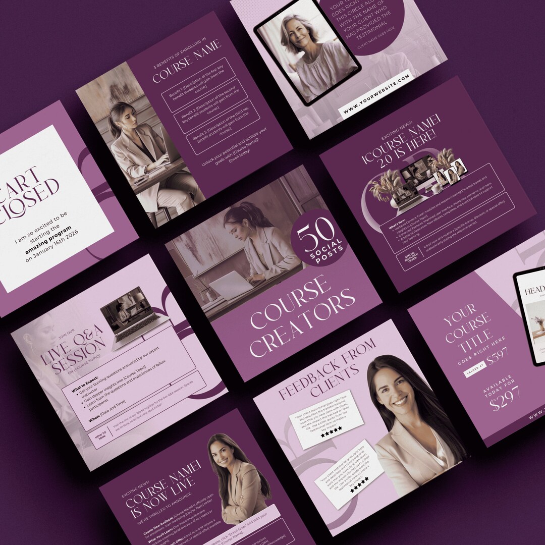 Course Creator Insta Posts Canva Template Digital Entrepreneur ...