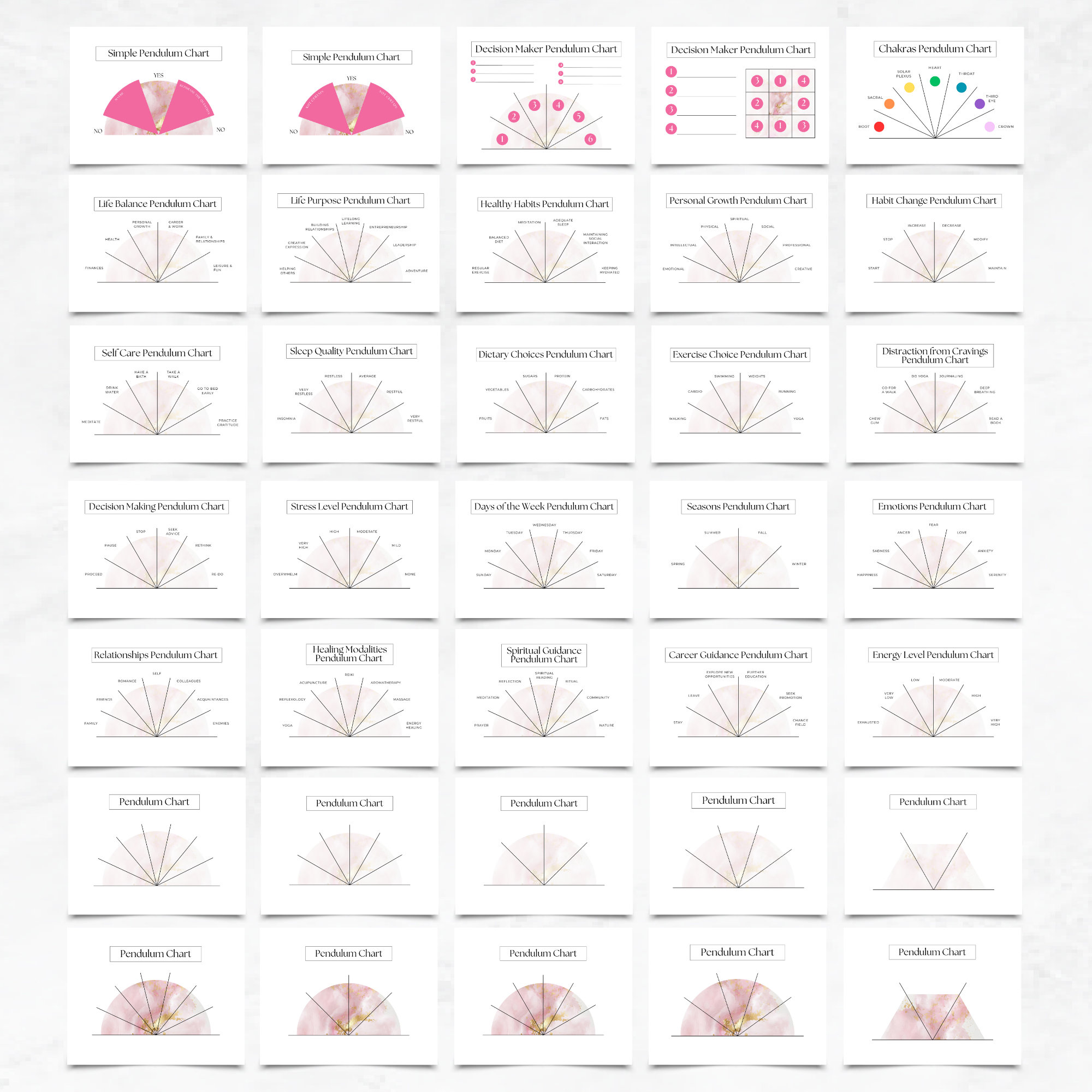 Pendulum Chart Bundle Spiritual Coach, Dowsing Board Printable ...