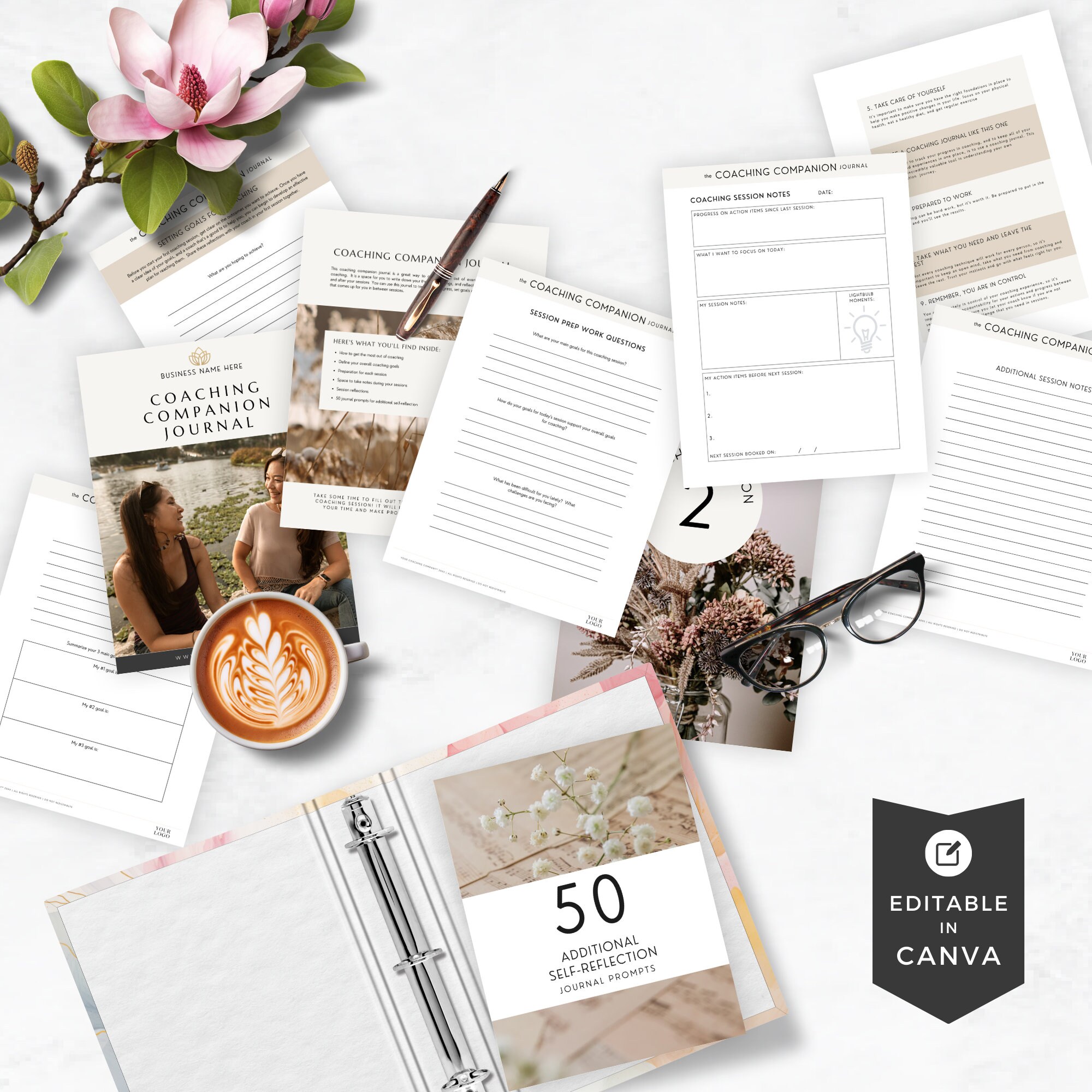 Coaching Journal Canva Template, Client Onboarding, Coaching Session ...