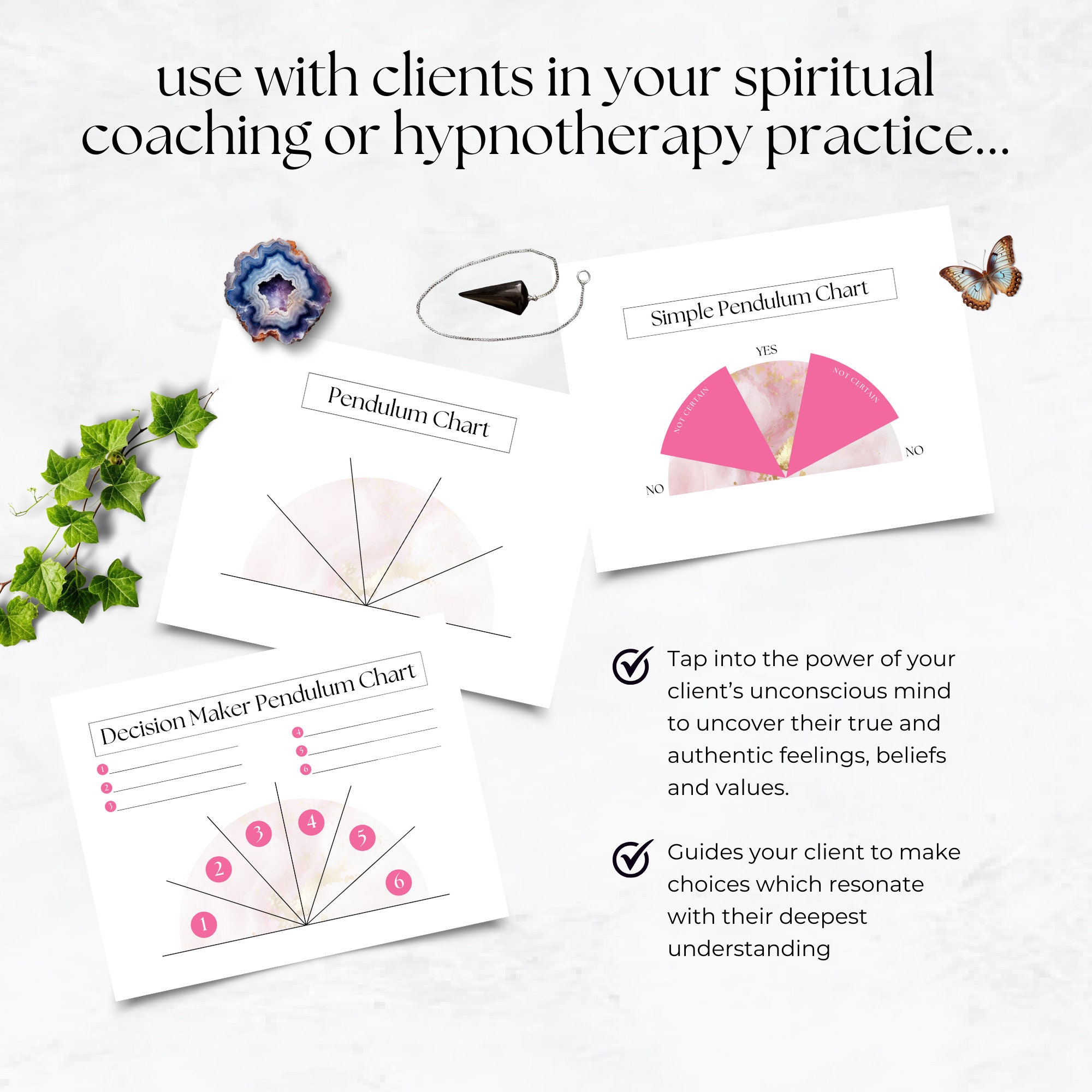 Pendulum Chart Bundle Spiritual Coach, Dowsing Board Printable ...