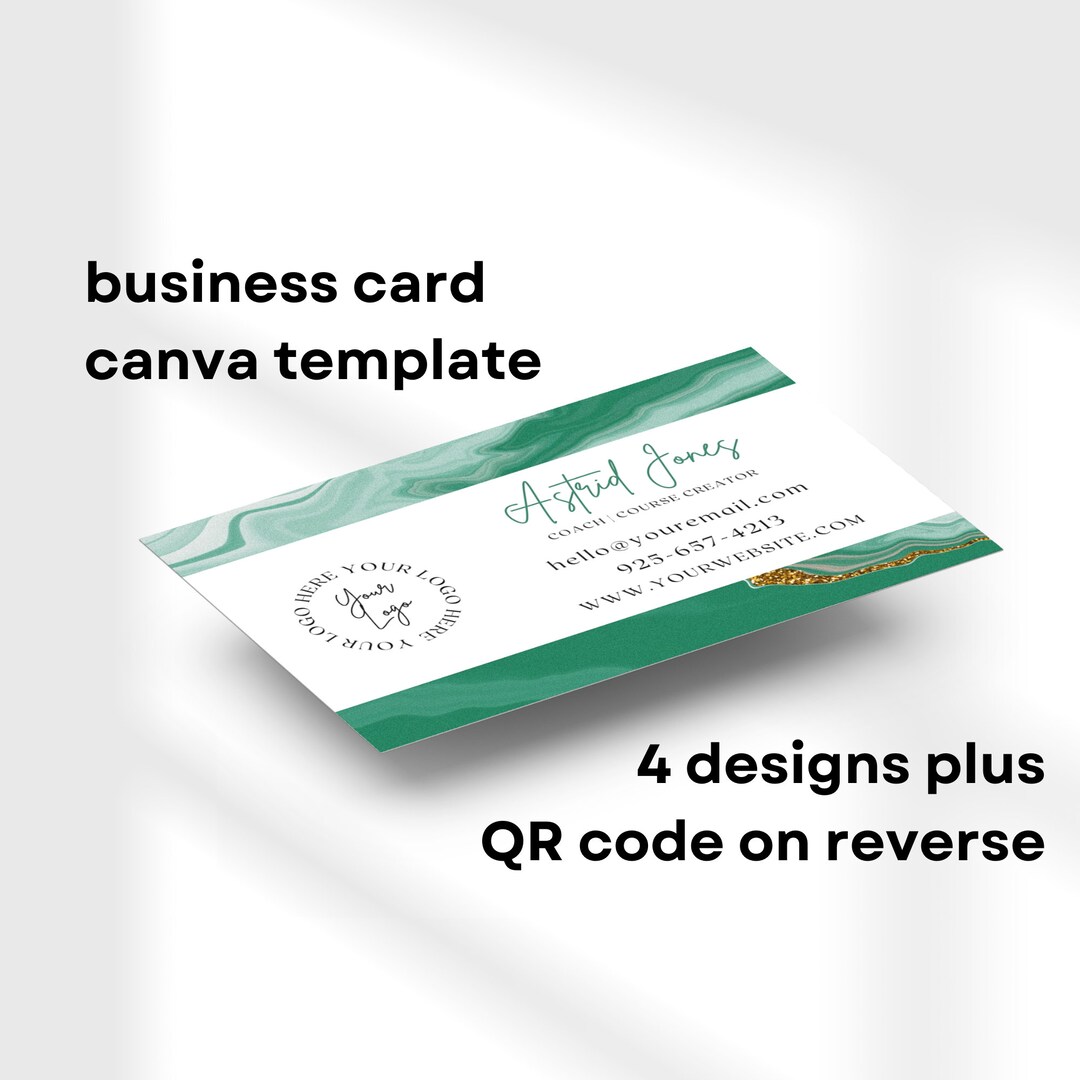 Canva Template Business Card Artsy, QR Code Business Card, Green and ...